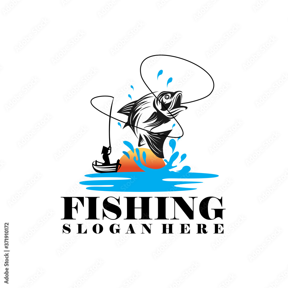 Fishing logo design template illustration Sport fishing Logo Stock ...