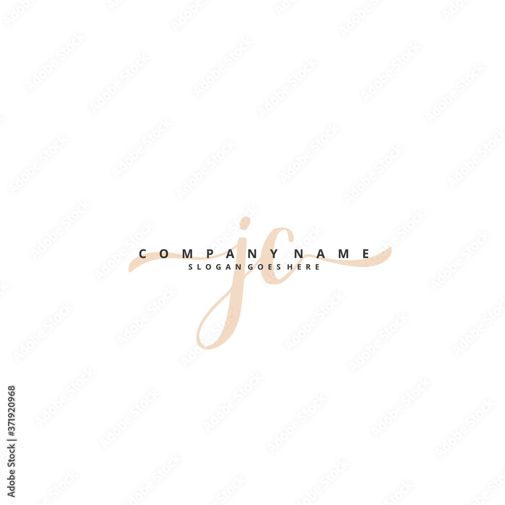 J C JC Initial handwriting and signature logo design with circle ...