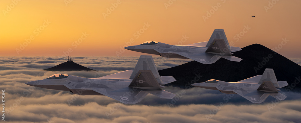formation of the fifth generation :Lockheed Martin F-22 Raptor of the ...