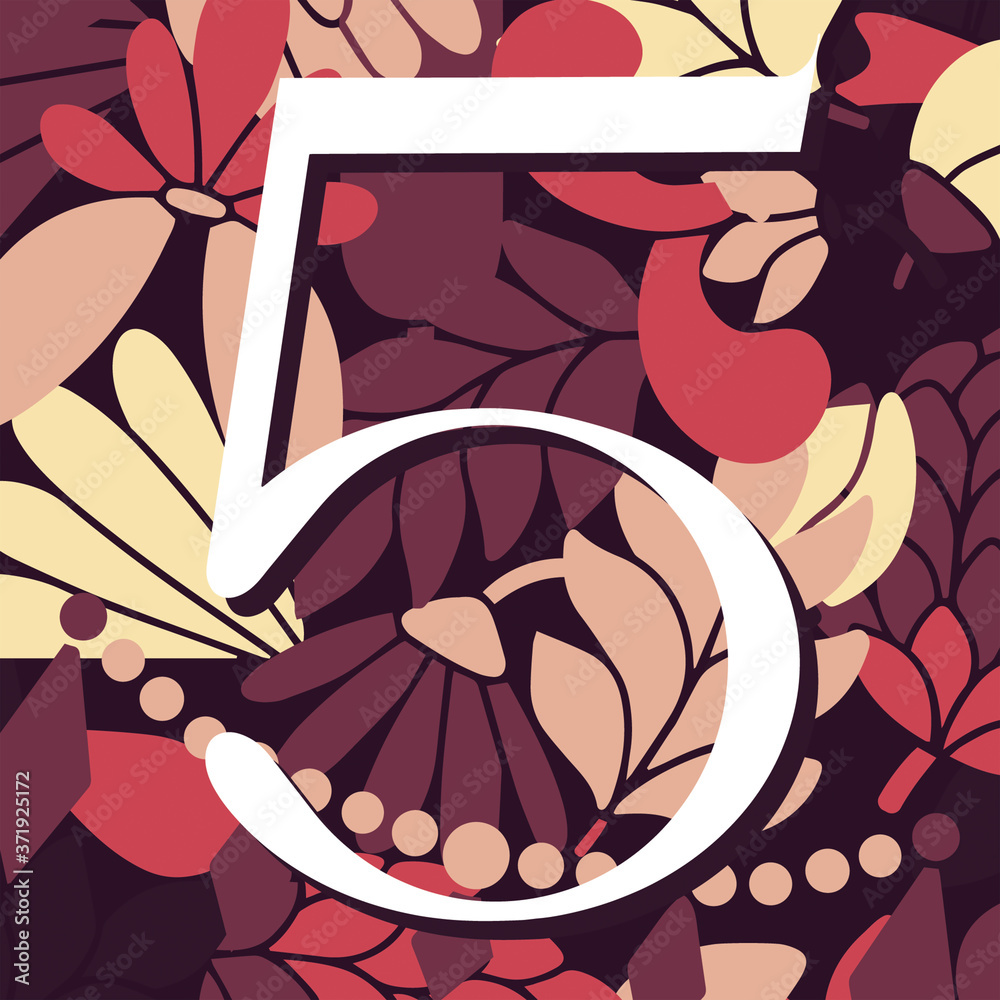 Vintage retro illustration set in modern style of the number five ...