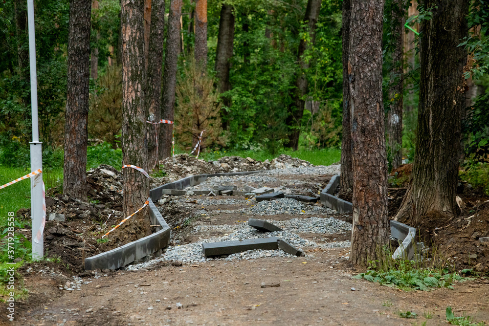 Repair of paths in parks. Protection of trees in the reconstruction of ...