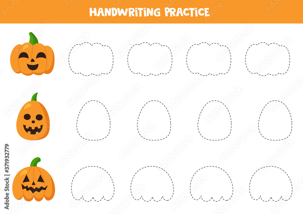 Tracing lines with spooky Halloween Jack o lanterns. Stock Vector ...