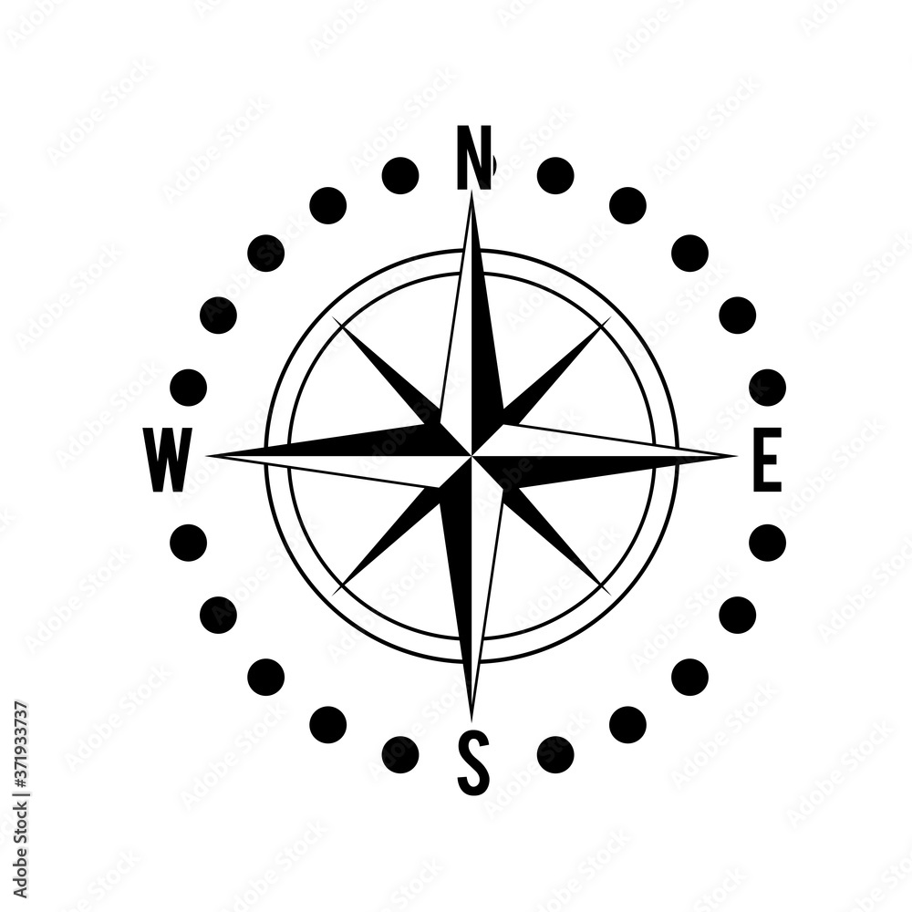 compass rose with North, South, East and West indicated Stock イラスト ...