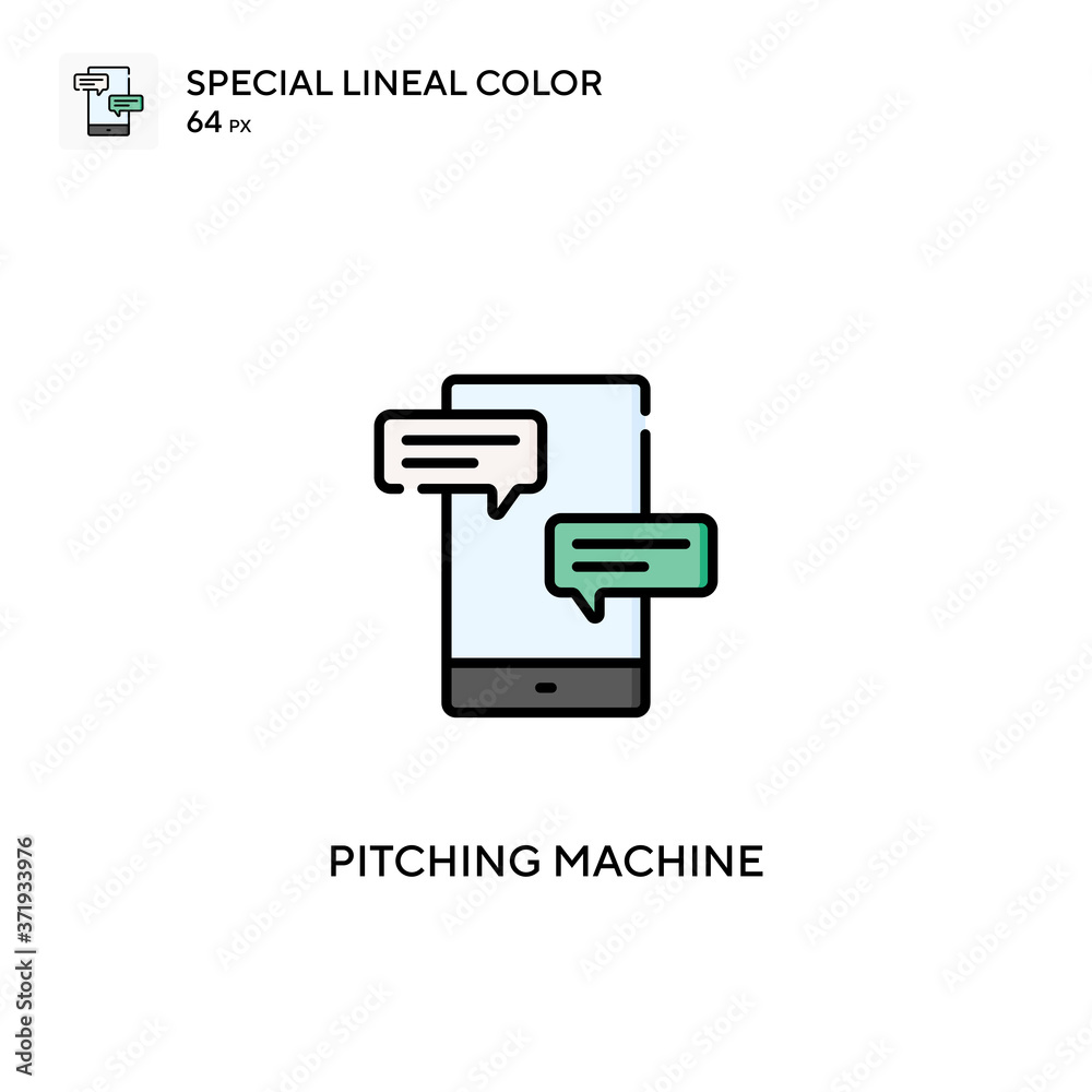 Pitching machine Special lineal color vector icon. Pitching machine ...