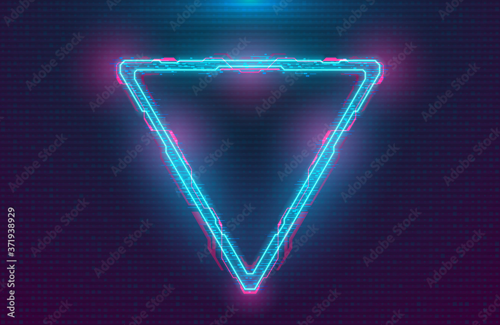 Futuristic illuminated cyberpunk hologram Triangle.Modern Triangle with ...