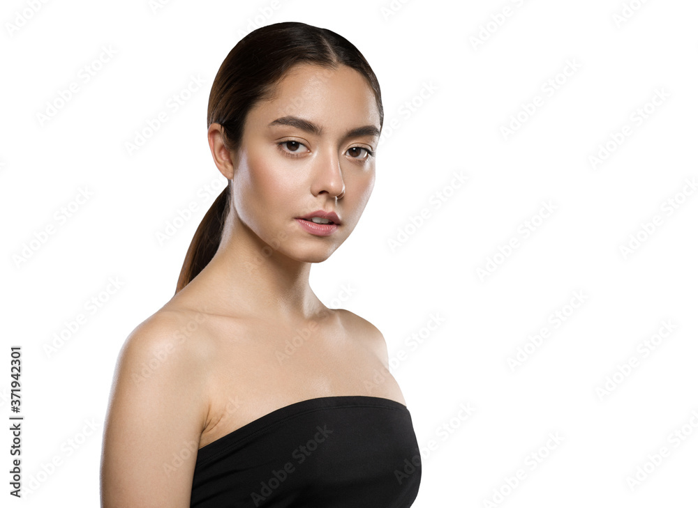 Beautiful Young Model Healthy Skin Smile Face Portrait Stock Photo ...