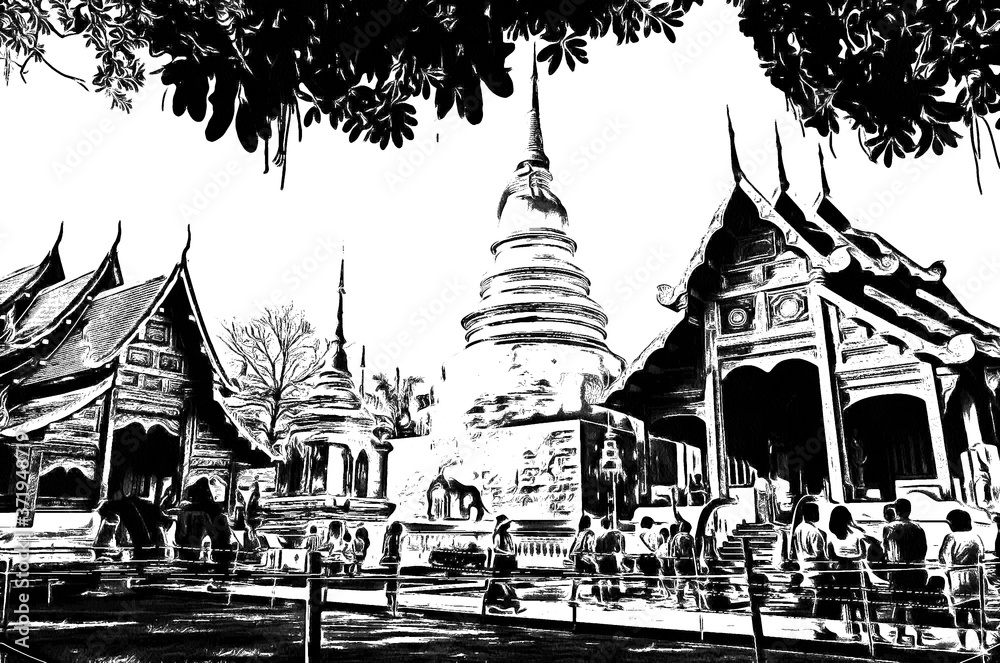 The ancient Thai architectural style, northern region of Thailand ...