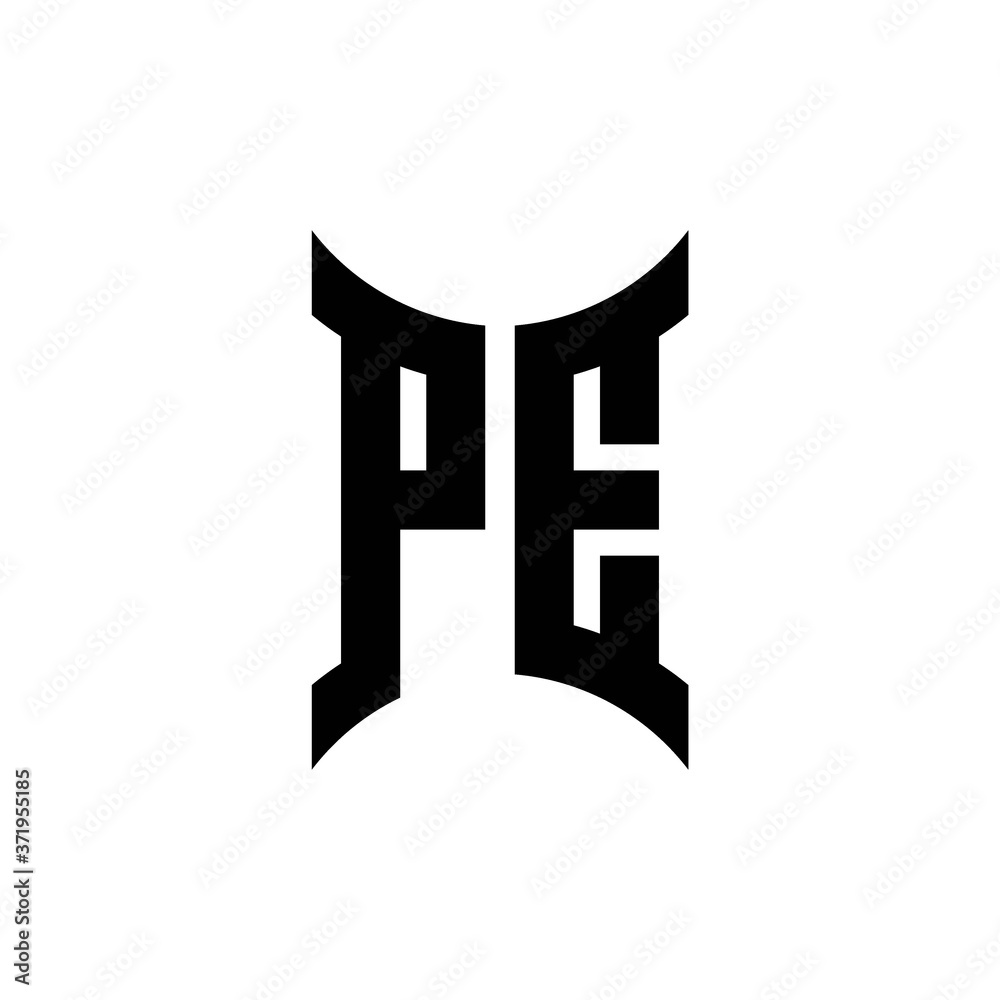 PE monogram logo with curved side Stock Vector | Adobe Stock