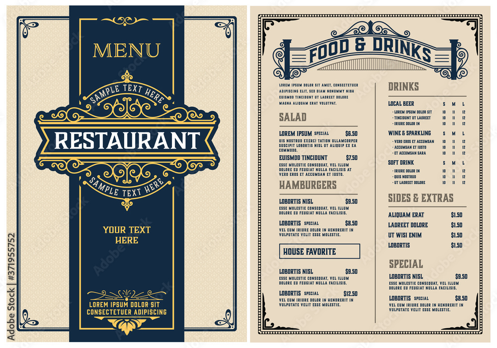 Vintage Menu Template