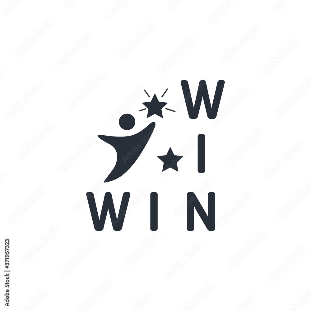 The word win and the symbol of luck. Vector icon isolated on white ...