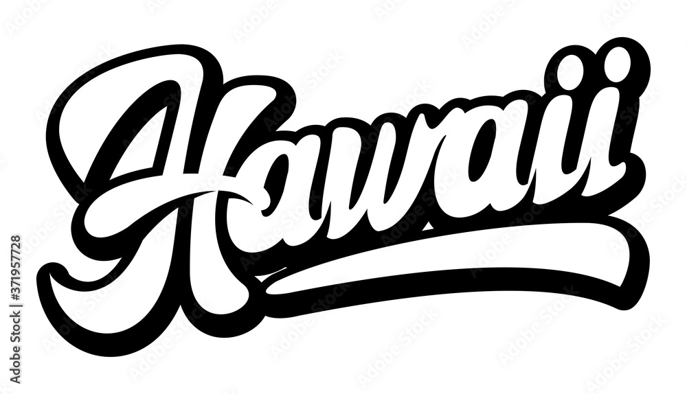 Hawaii calligraphic lettering. Stylish text on a white background Stock ...