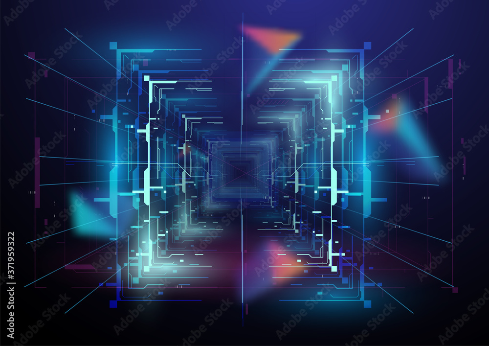 Virtual reality space. Futuristic VR frame, Head-up Display Design. Sci ...