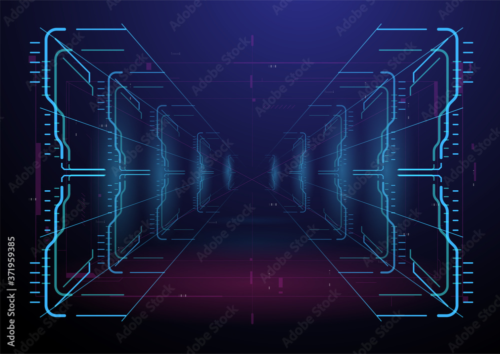 Virtual reality space. Futuristic VR frame, Head-up Display Design. Sci ...