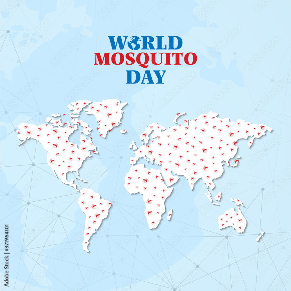 Mosquito Vector with world map Background, World Mosquito day, Malaria ...