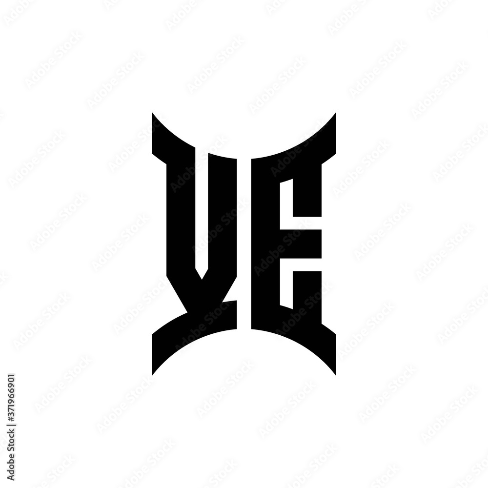 VE monogram logo with curved side Stock Vector | Adobe Stock