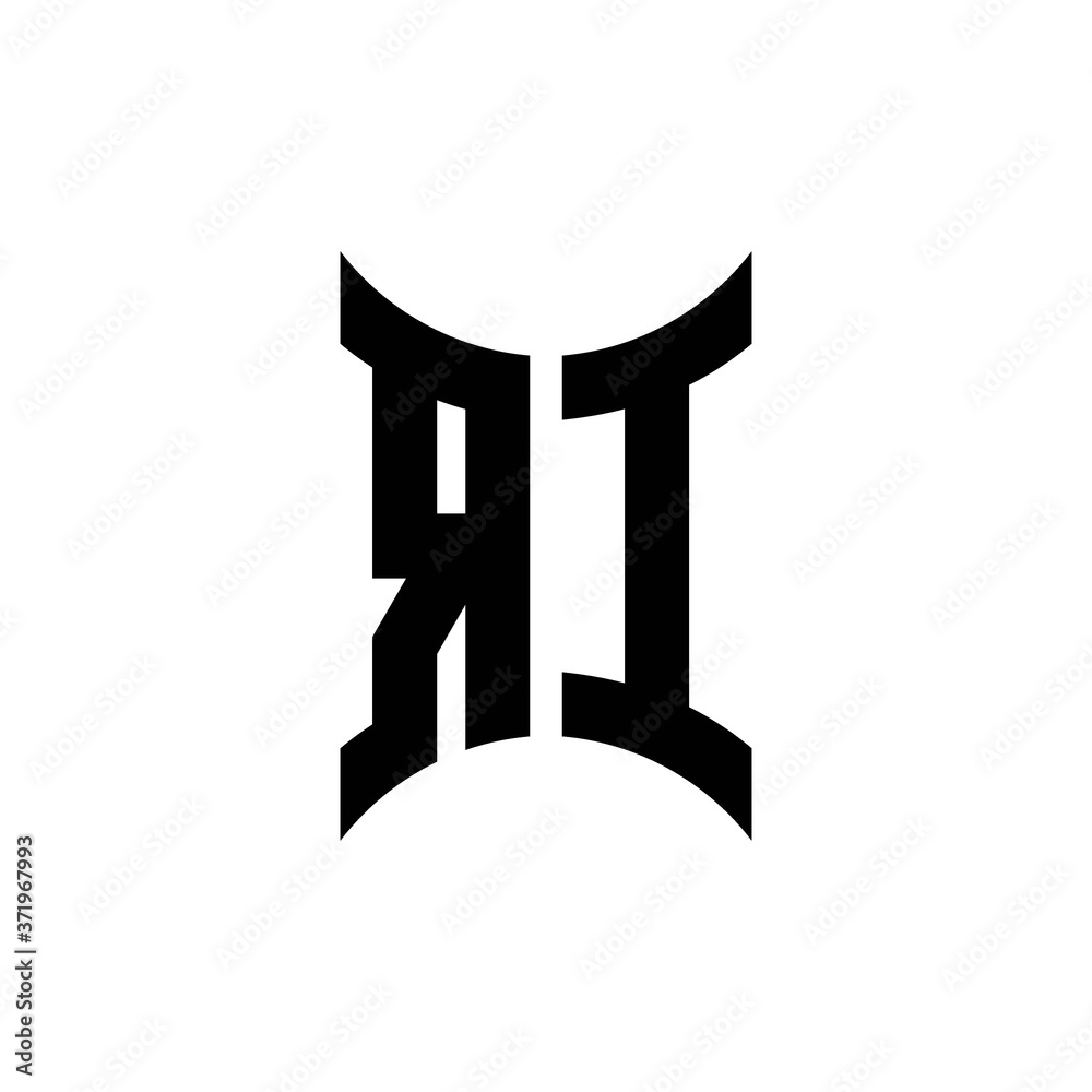 RI monogram logo with curved side Stock Vector | Adobe Stock