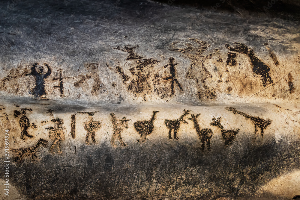 Poster Prehistoric art wall cave paintings dating from Epipaleolithic ...