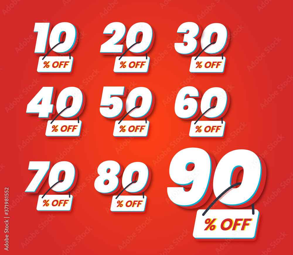 Set number special discount sign template design Stock Vector | Adobe Stock