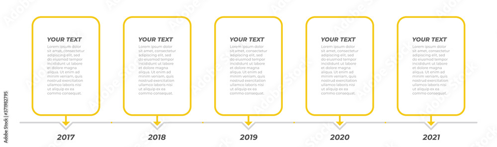 Vector infographic design template with borders and arrow. Timeline ...
