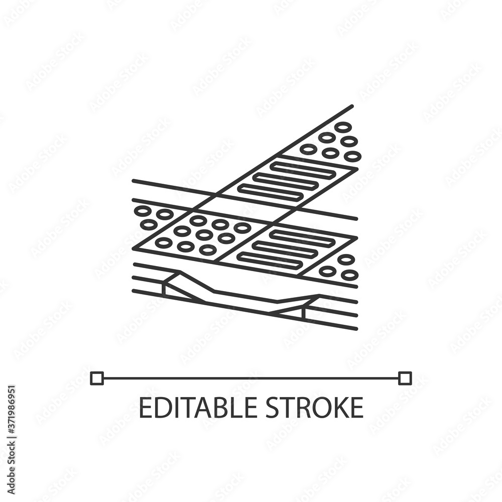 Tactile guidance linear icon. Tenji blocks. Truncated domes. Detectable ...