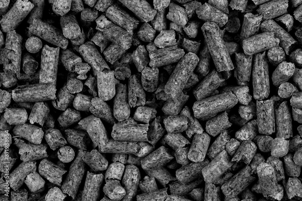 White and black wood pellets texture background. natural pile of wood ...