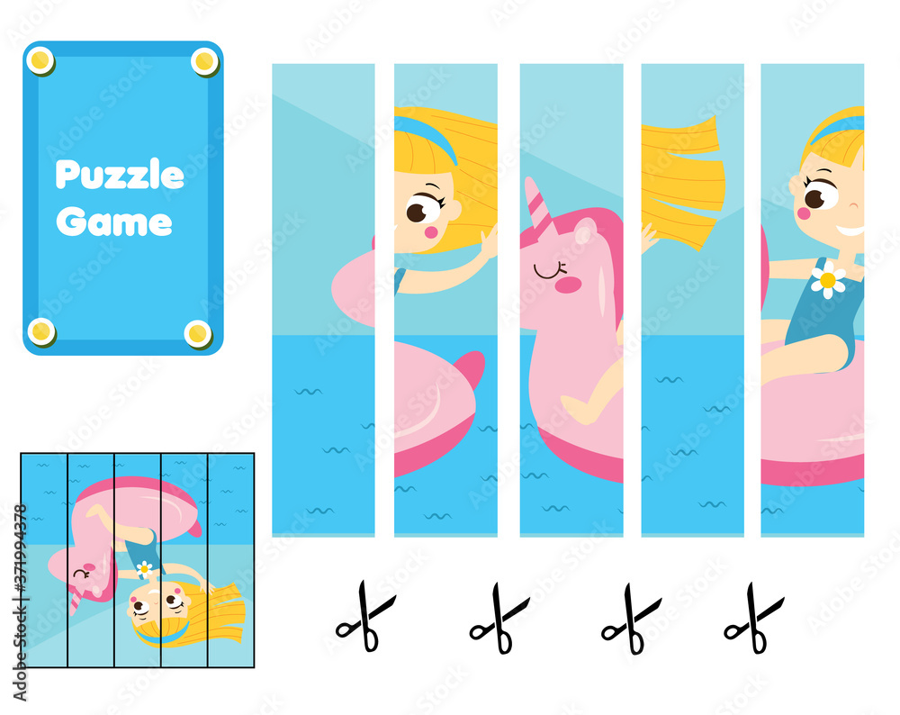 Summertime theme Educational Puzzle for toddlers. Match pieces and ...