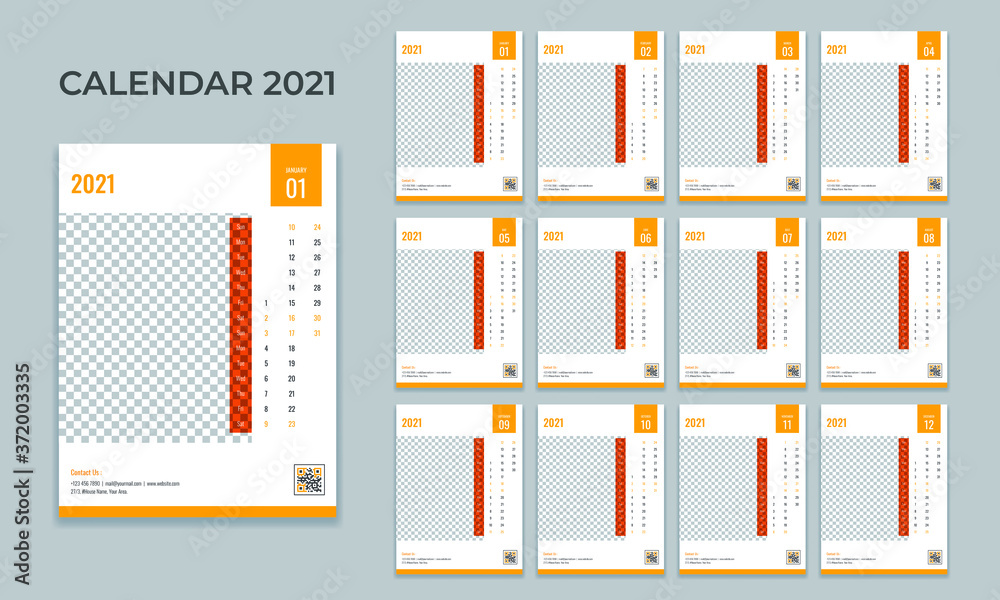 Minimalist 2021 wall calendar, date planner, week planner template ...