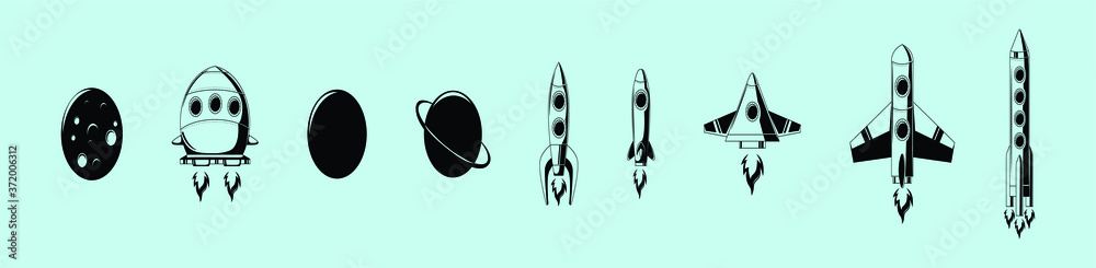 a set of starship icon design template with various models. vector ...