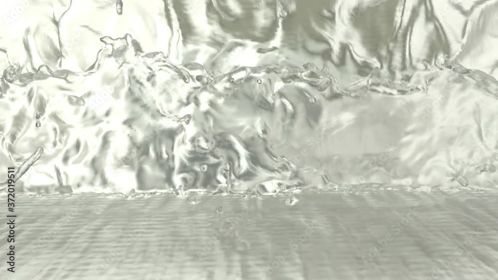 Animated top view of a lot of jet fuel or clear liquid pouring into ...