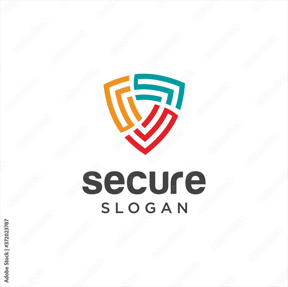 Abstract Secure Logo Design Colorful. Shield Logo Line Art Template ...