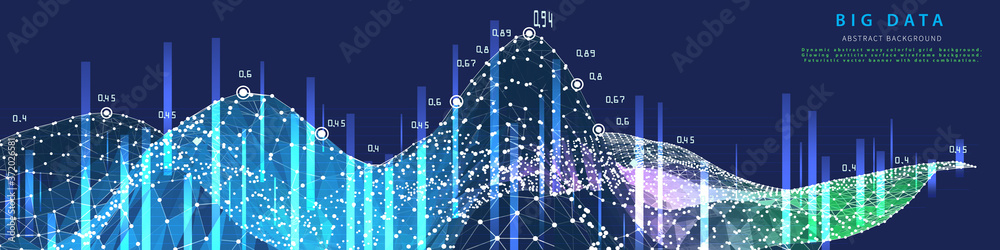Abstract Visualization Analyze Algorithm Colorful Grid Data Quantum Virtual Cryptography