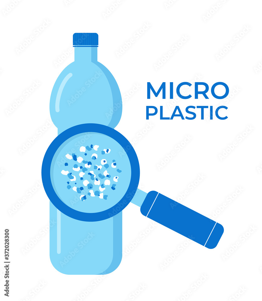 Micro plastic pollution concept. Microplastic in water. Vector ...