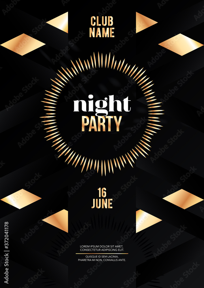 Vertical luxury black night party background with golden graphic ...