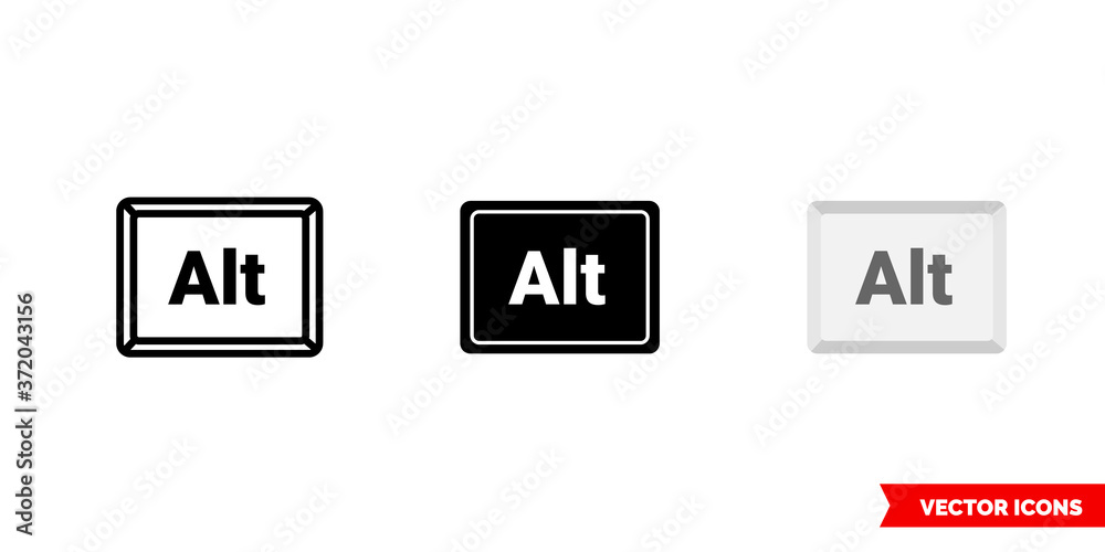 Alt button icon of 3 types color, black and white, outline. Isolated ...