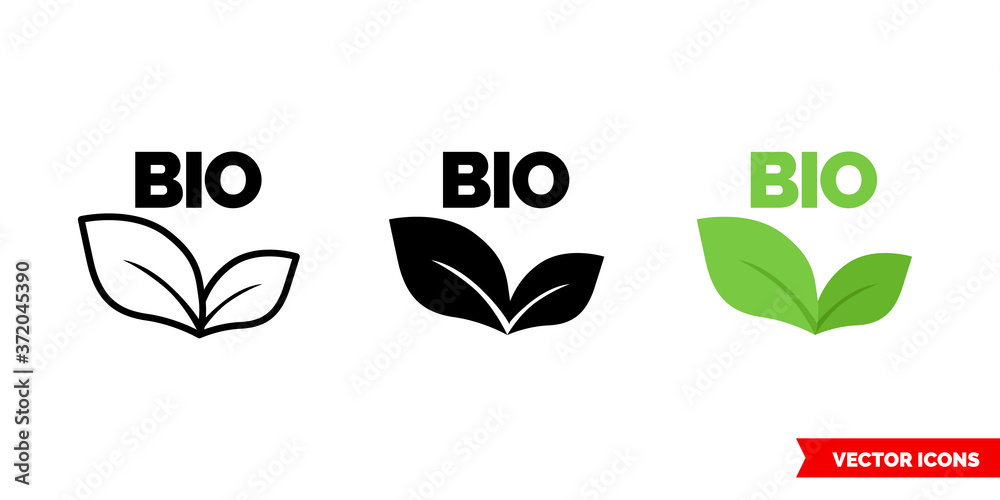 Bio symbol icon of 3 types color, black and white, outline. Isolated ...