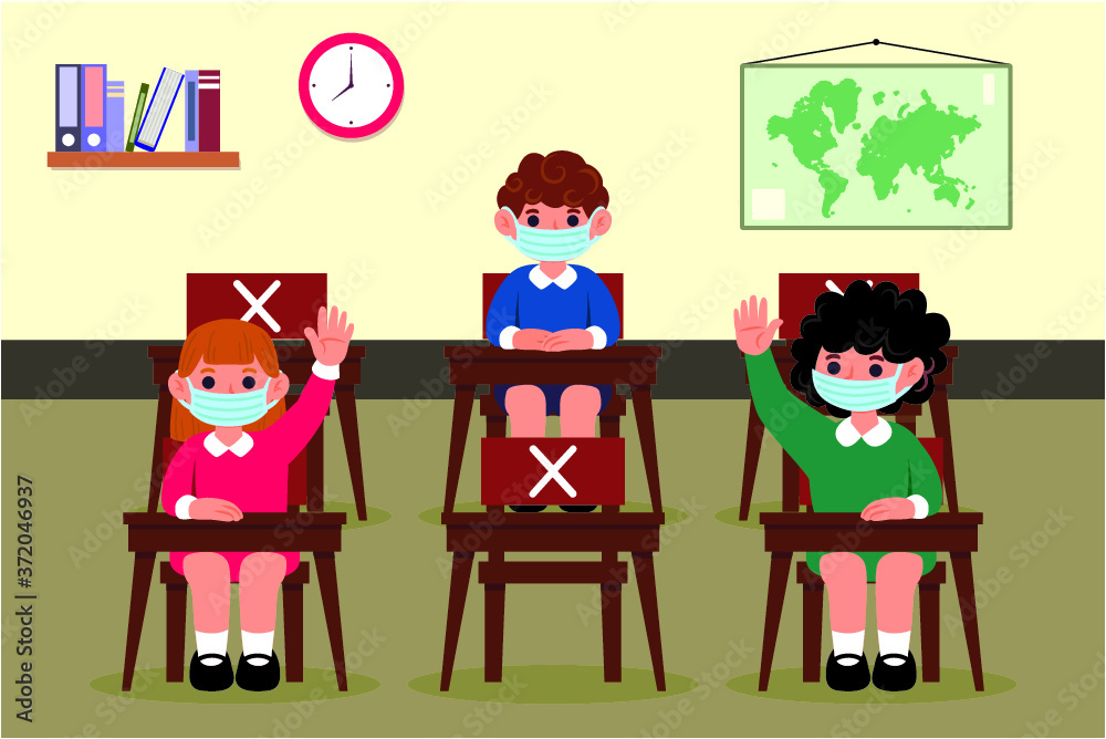 Back to school for new normal lifestyle banner social distancing in ...