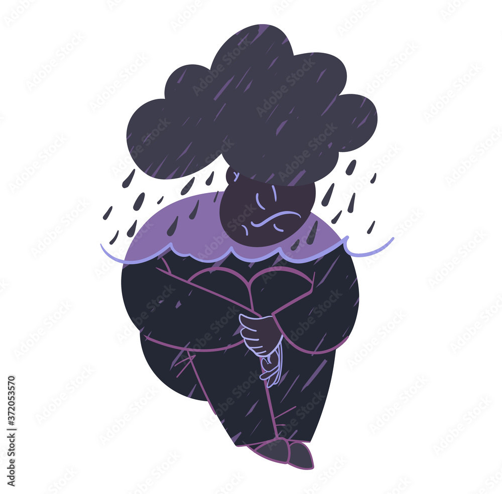 Vector illustration depicting emotions of sadness and sorrow. Stock ...