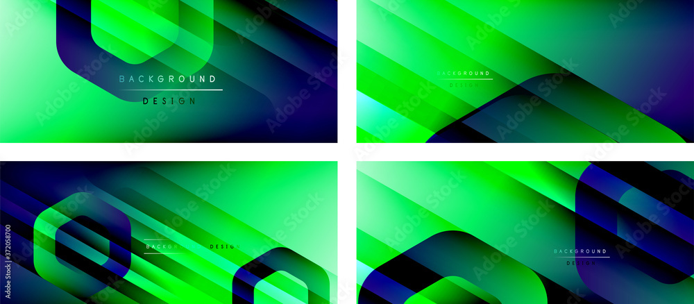 Set of hexagon geometric shapes and fluid gradients with 3d shadow and ...