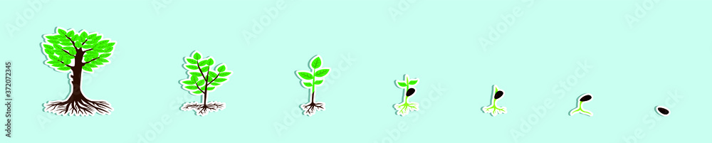 set of tree life cycle icon design template with various models. vector ...