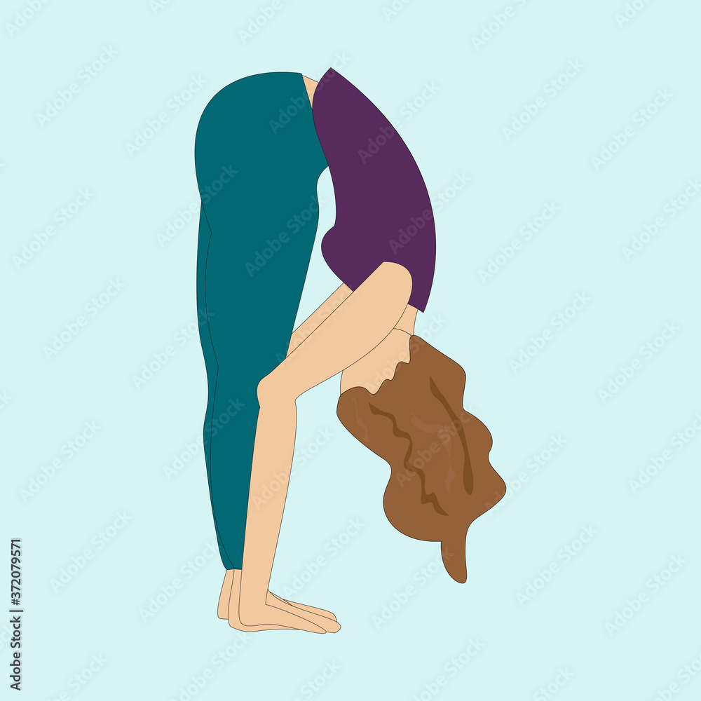 Vecteur Stock Standing position, forward bend, standing facing forward ...