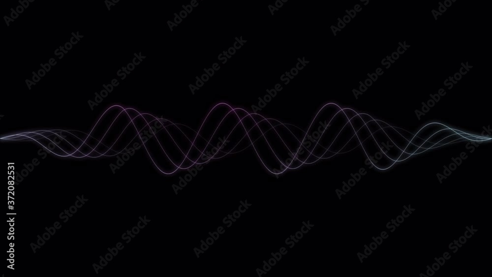 glowing neon lines. 4K Abstract looped blue and violet wavy motion ...