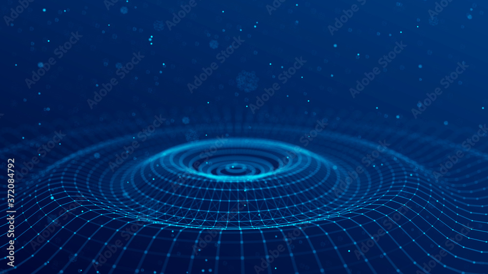 Wave of particles. Abstract background with a dynamic wave. Futuristic ...