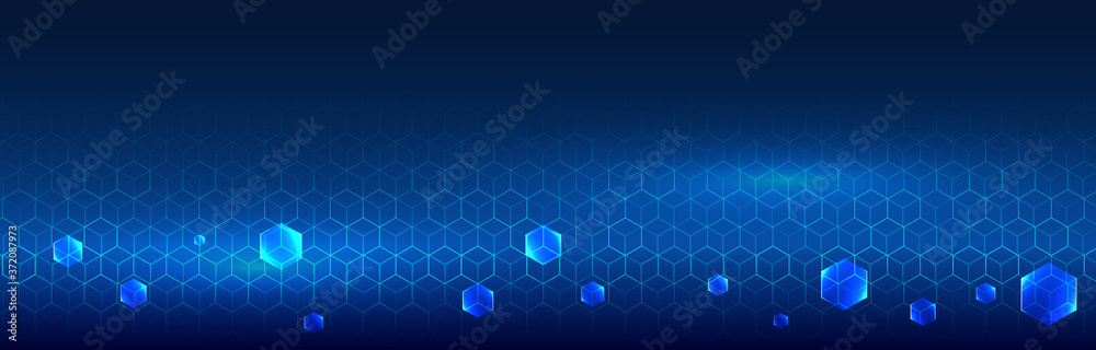 Abstract hexagons science on the blue background. Hi-tech digital ...