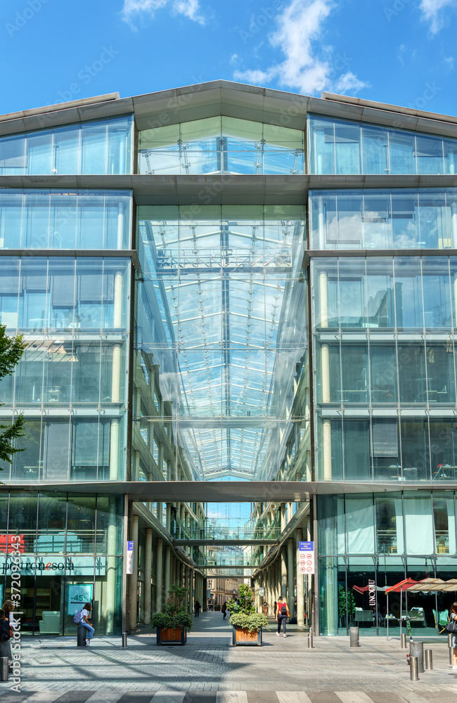 Paris, France - August 16 2020: Facade of the Glass building at Marche ...