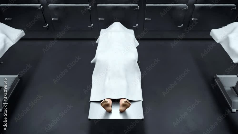 Multiple Dead Bodies In Morgue Many Corpses Covered With White Cloth
