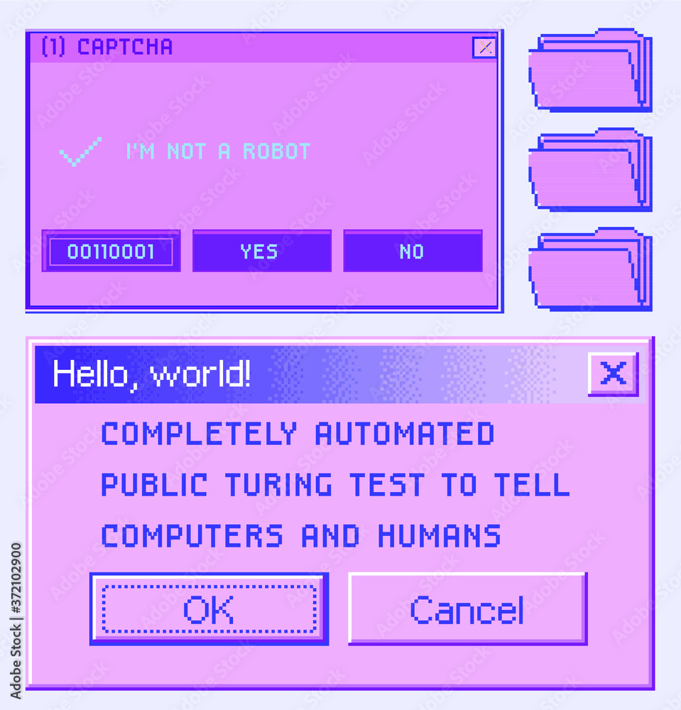Old user interface elements, retro message box with buttons. Vaporwave and retrowave style ...