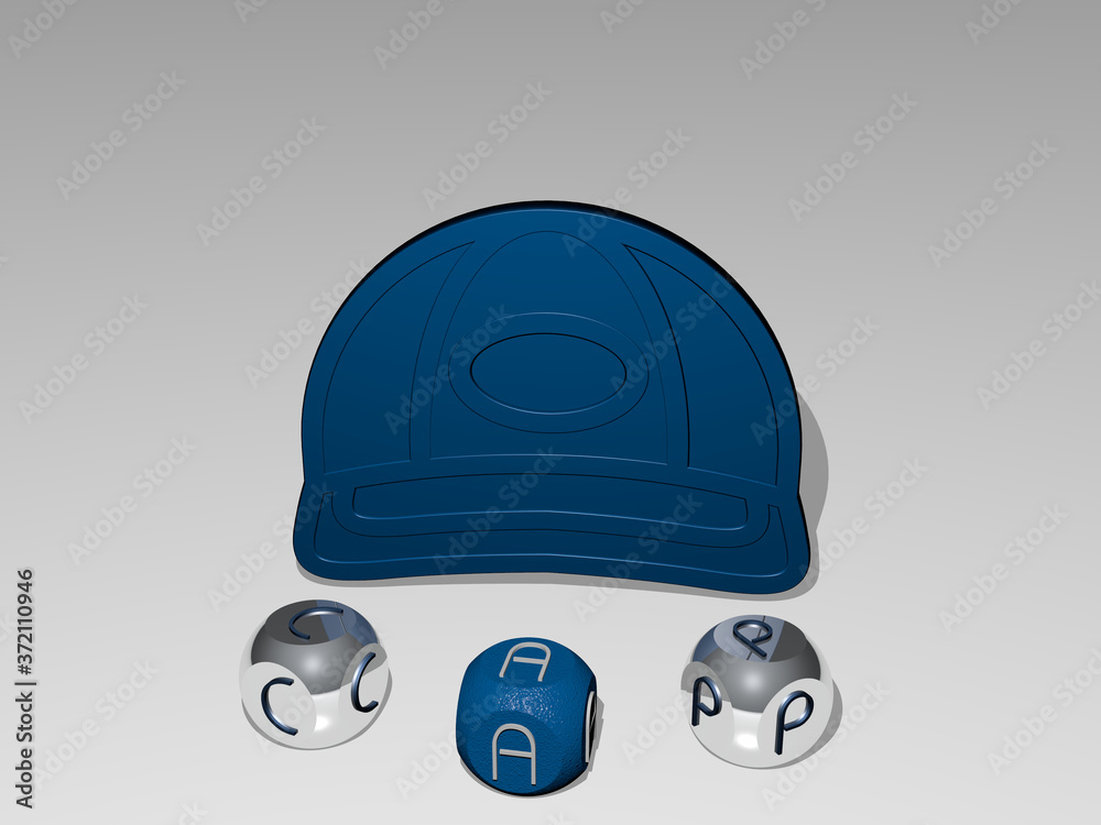 cap round text of cubic letters around 3D icon, 3D illustration for ...