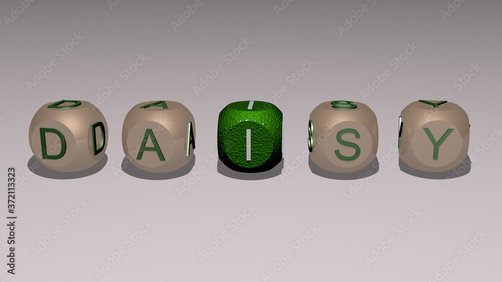 daisy text of cubic individual letters, 3D illustration for background ...