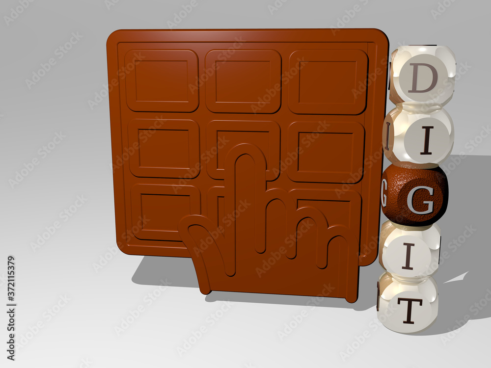 digit 3D icon beside the vertical text of individual letters, 3D ...