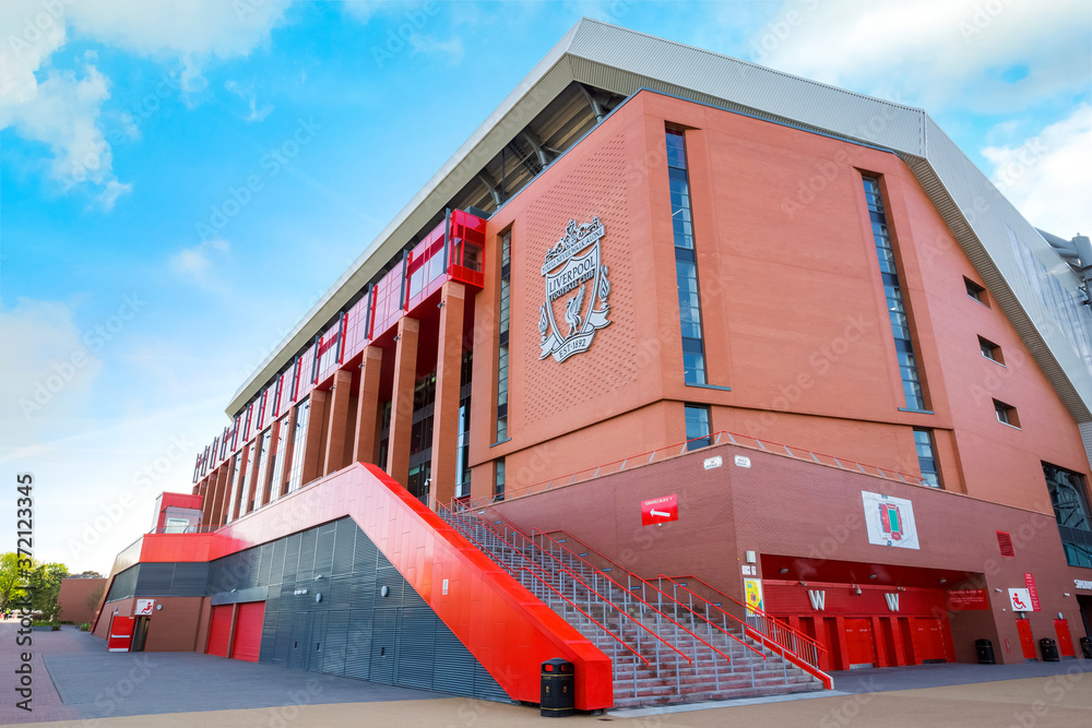 Liverpool, UK - May 17 2018: Anfield stadium, the home ground of ...